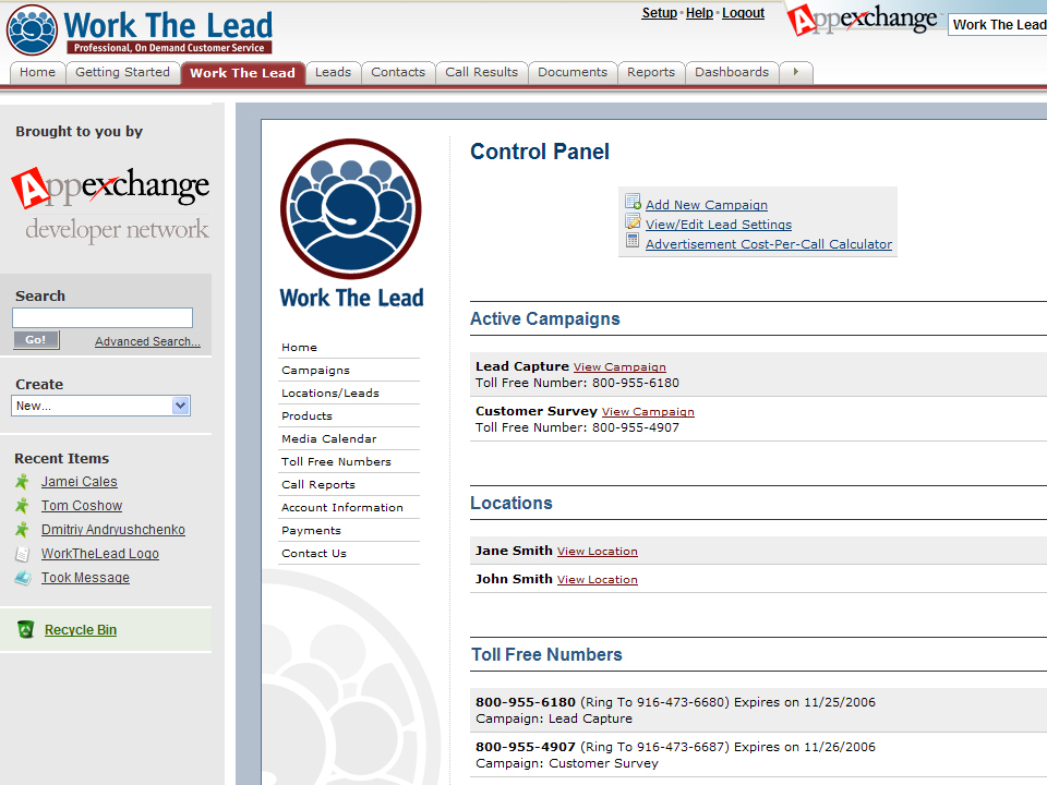 work the lead screenshot