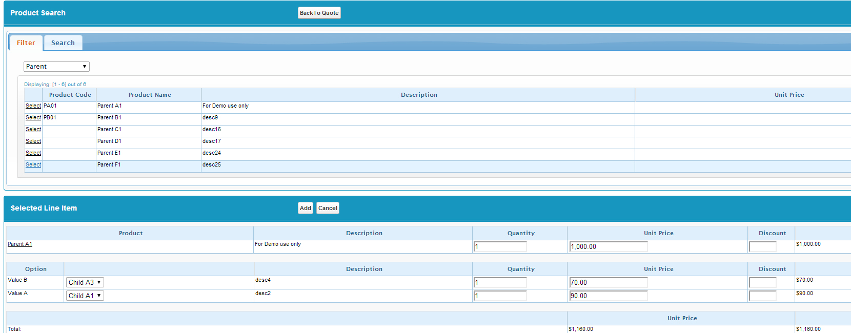 configure select product