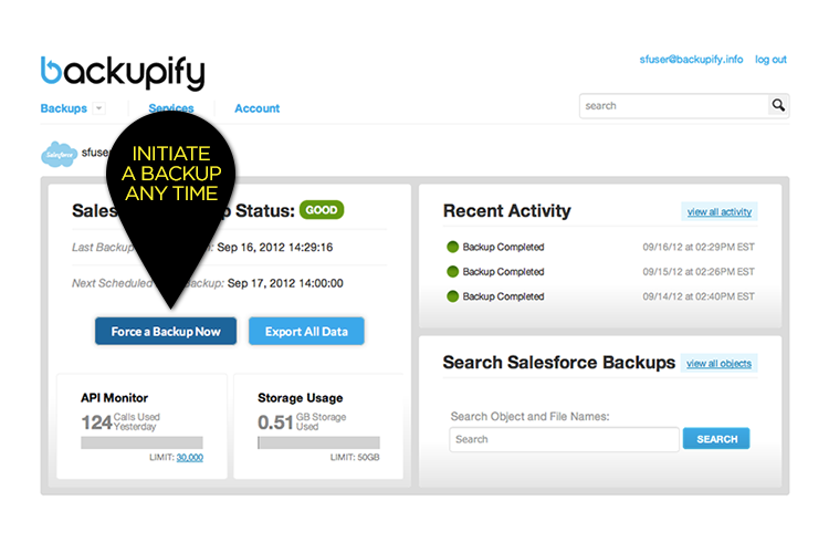 back up your salesforce data at any time