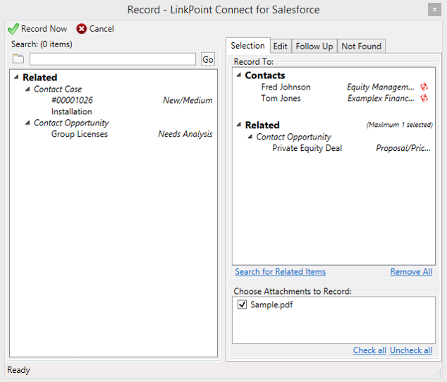 linkpoint connect email record