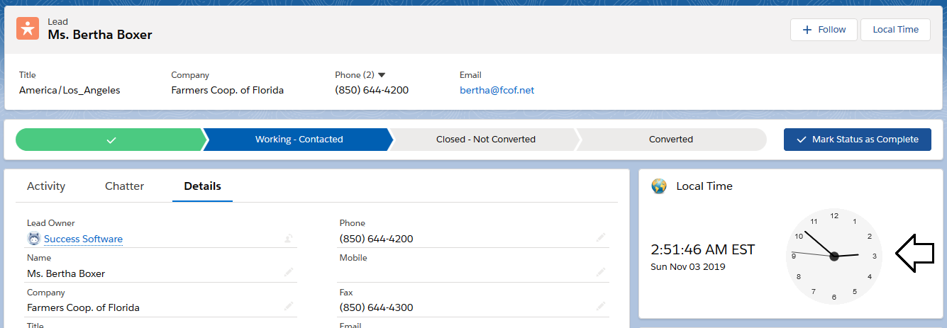 visualize time zone information with the local time component