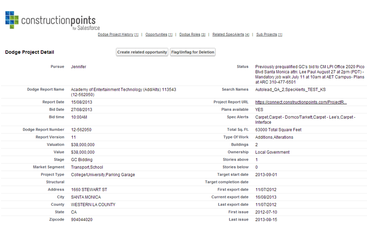 dodge project lead record sample