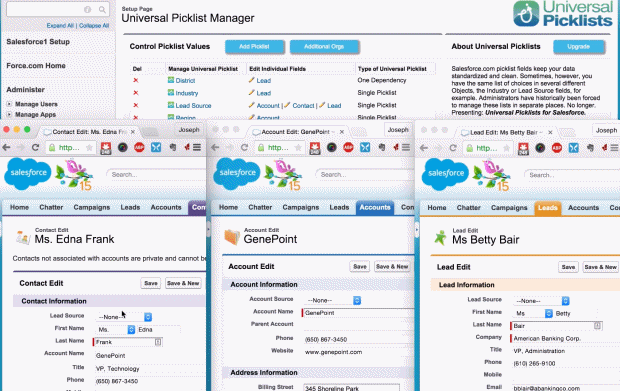universal picklists in action