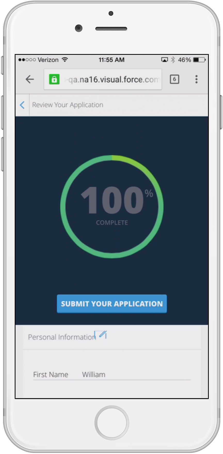 online application a mobile first design