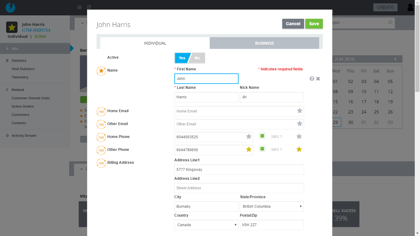 edit customer profile