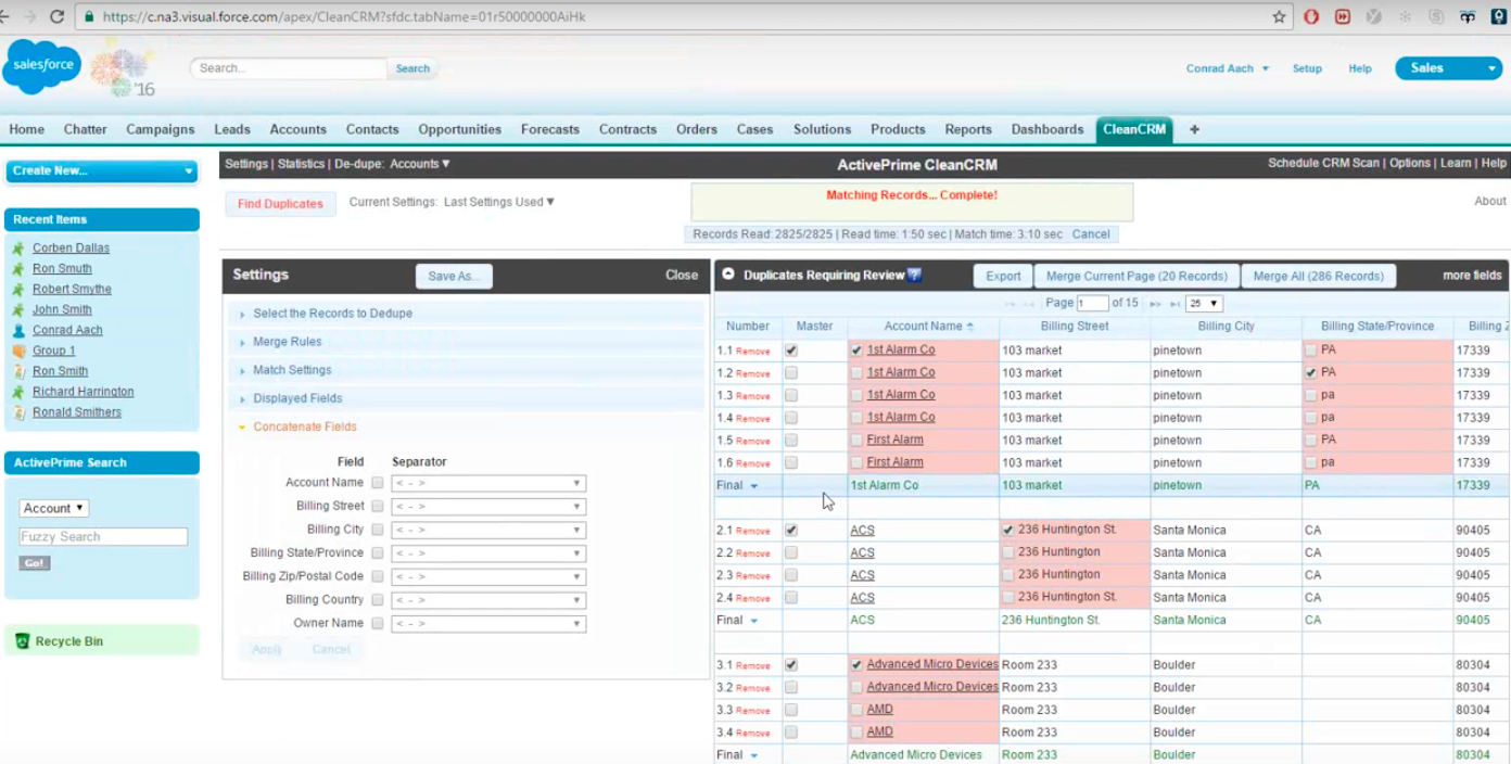 dedupe salesforce data in one click with cleancrm