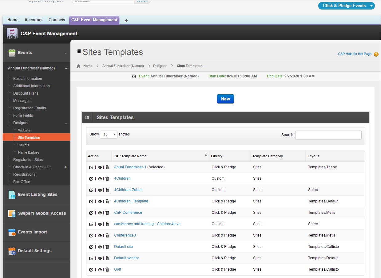 unlimited design templates per event