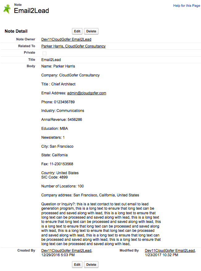 related note to the lead