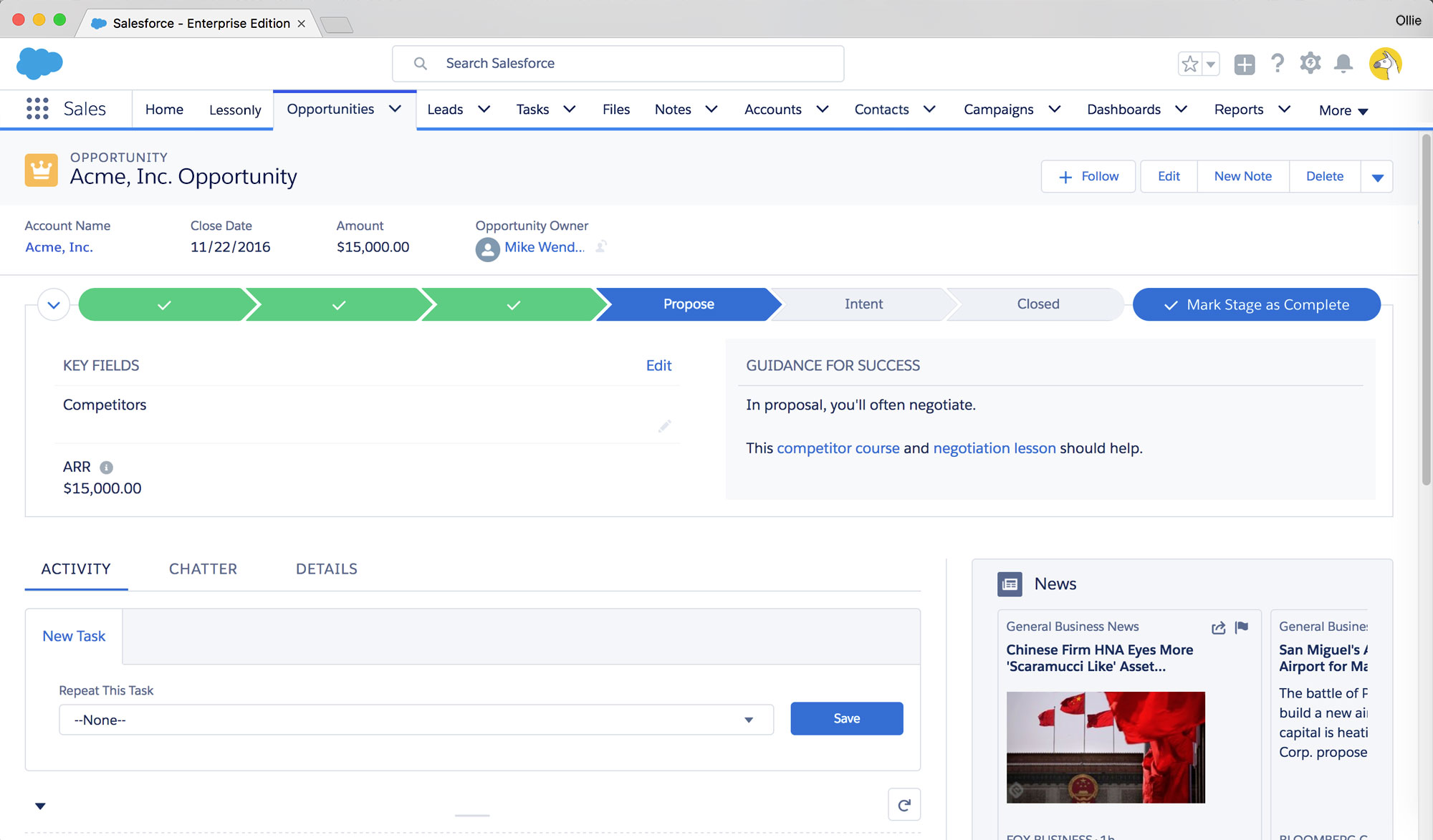 rep actions trigger recommended lessons and learning content that helps ...