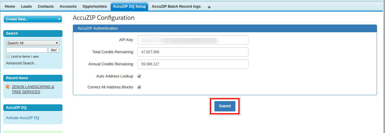 accuzip dq authentication and credits