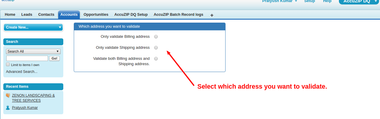 accuzip dq address validation choices
