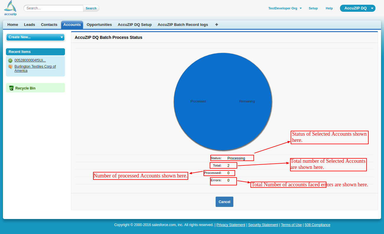 accuzip dq batch process status