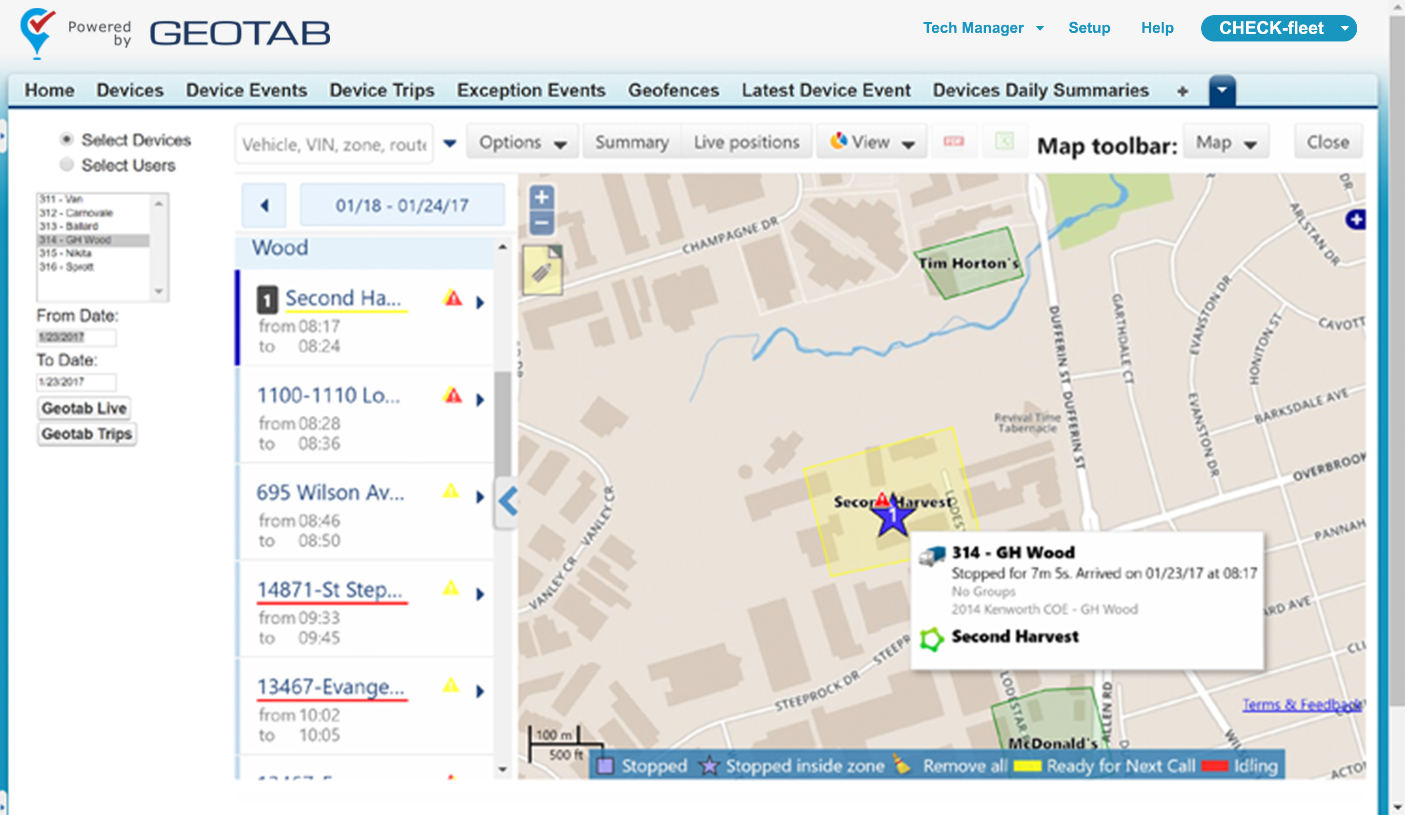 geofences or zones