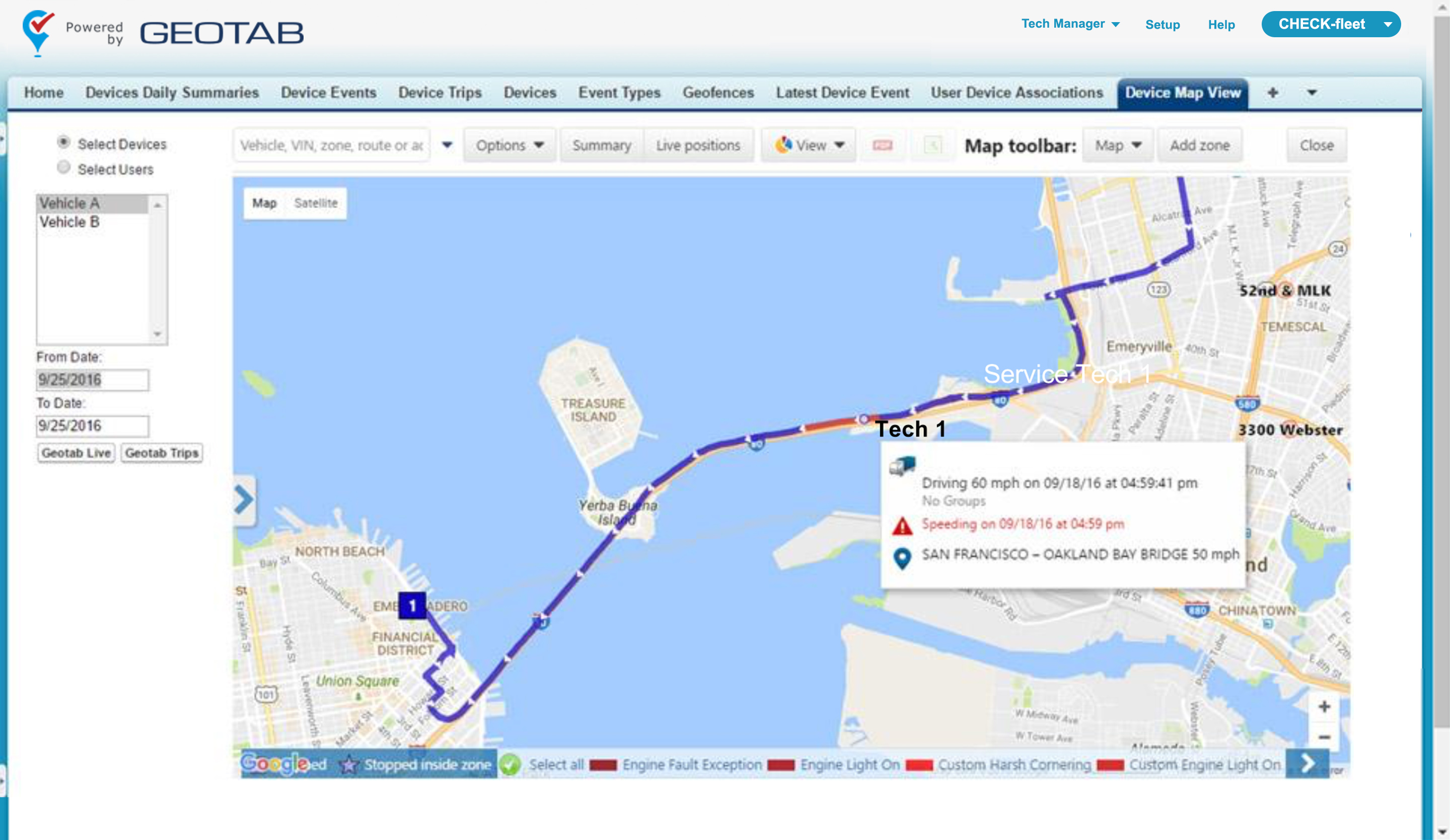 trip details and alerts