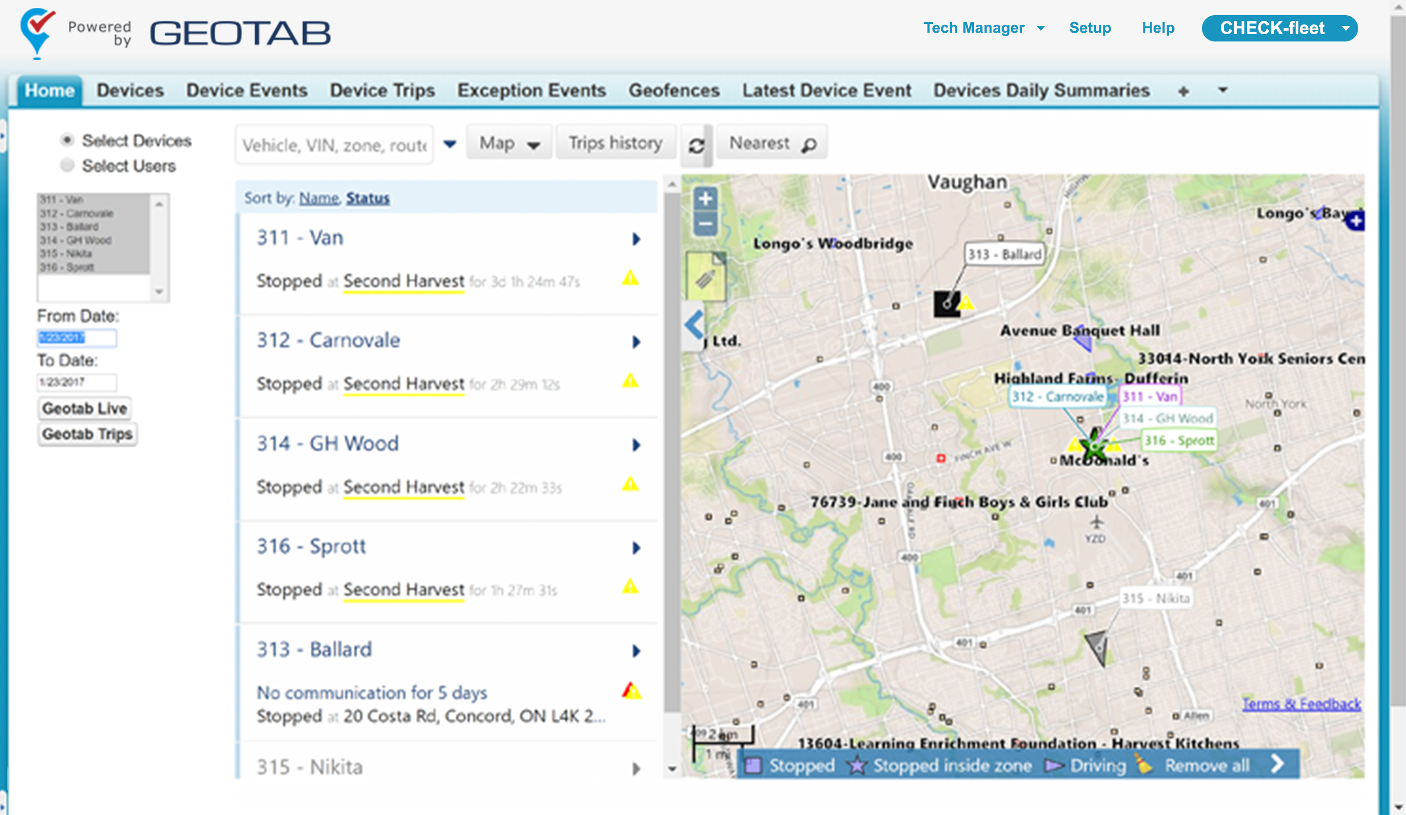 real time vehicle location