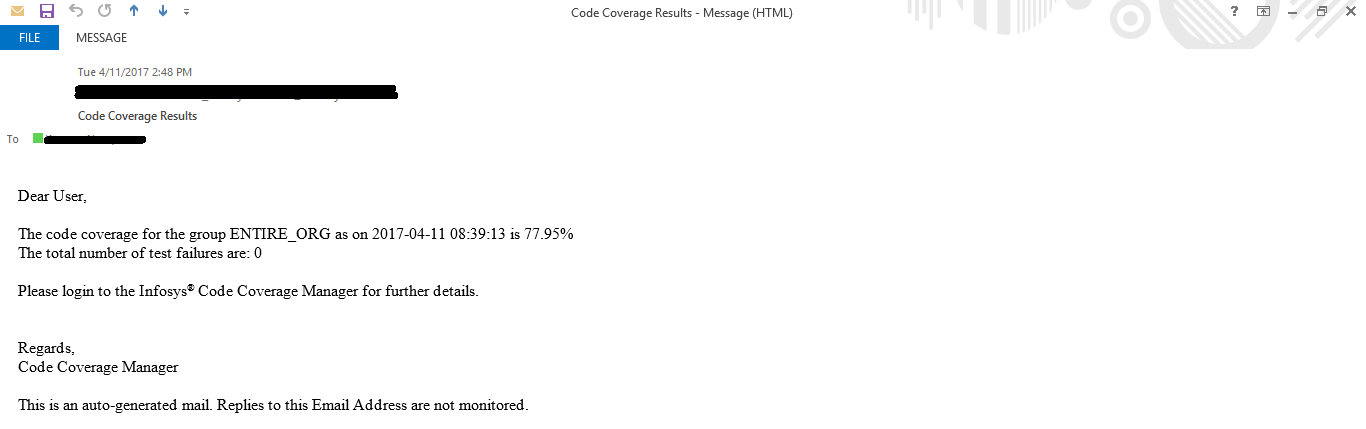 email notification of coverage results