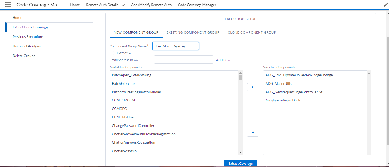 selection of coverage tracking