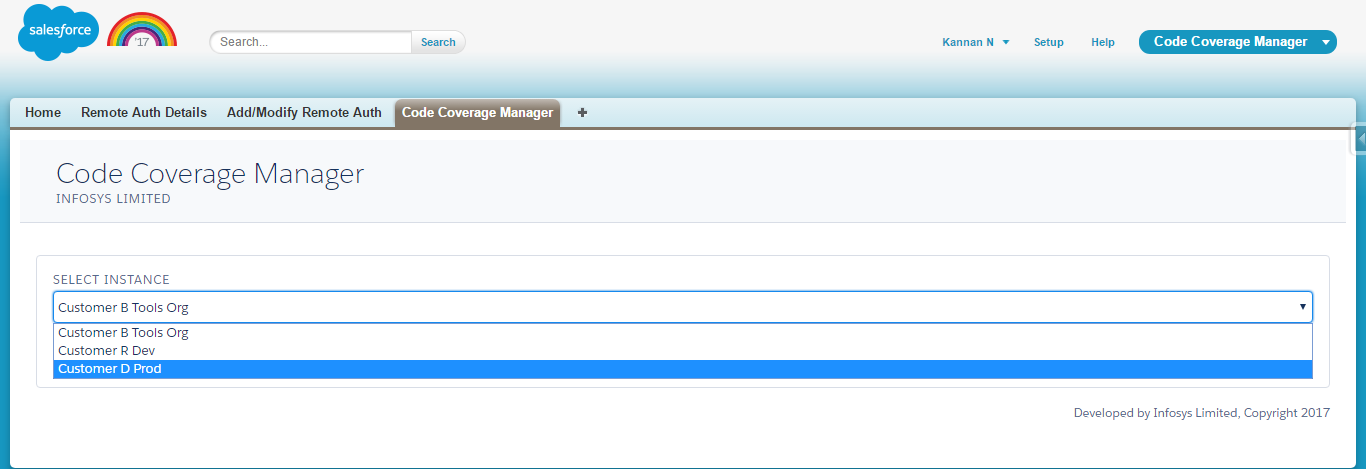 tracking of coverage for multiple orgs from single installation