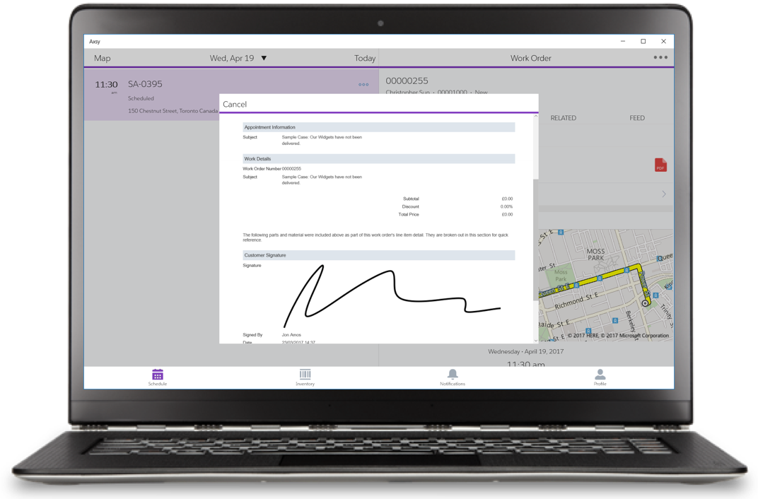 generate service reports including signature capture