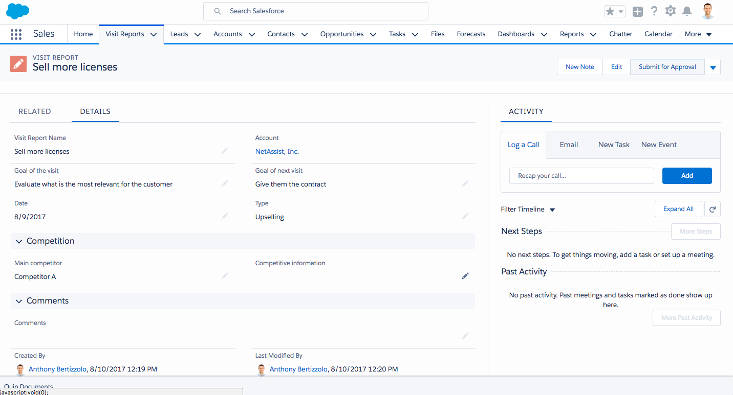 simple visit reports