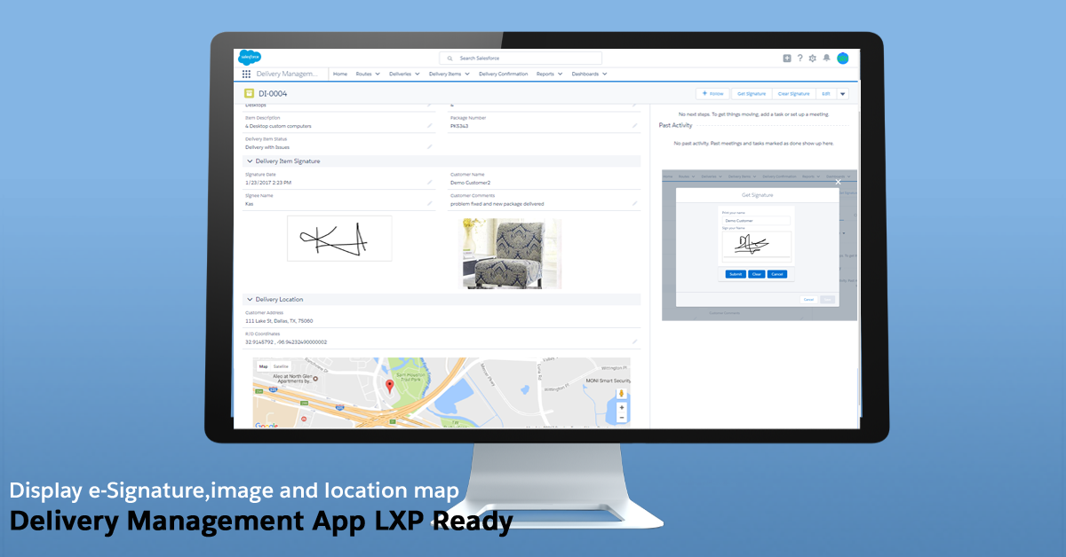service console and delivery item information