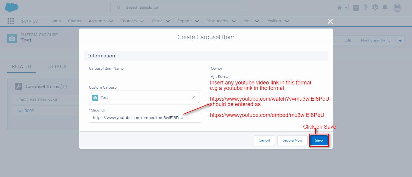 insert youtube url in a specific format