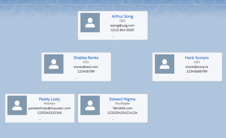 collapsible contact cards to customize the hierarchy layout