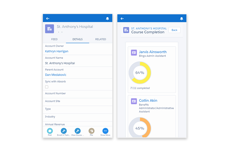 review account level training progress from your phone