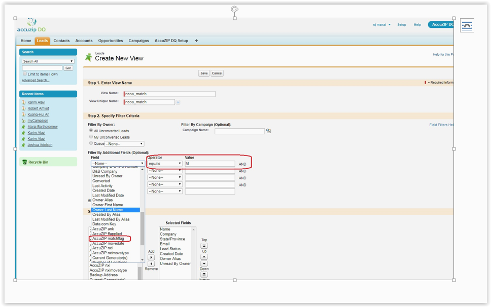 additional fields for ncoa to be added to leads contacts and accounts ...
