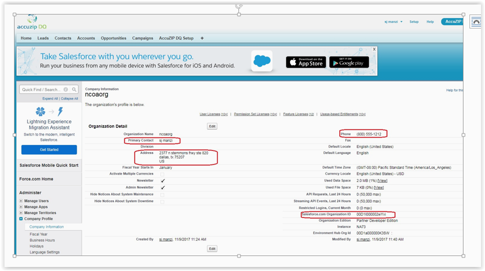 automated ncoalink paf management using real time organization profile ...