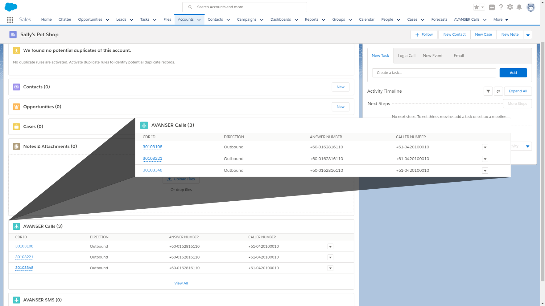 get all your call data into your accounts