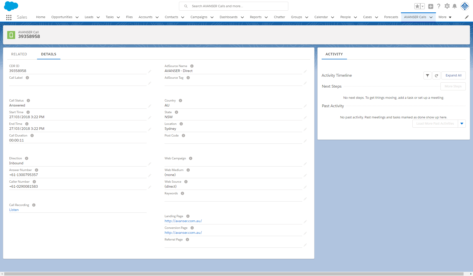 see your full call log and all call details including call recordings