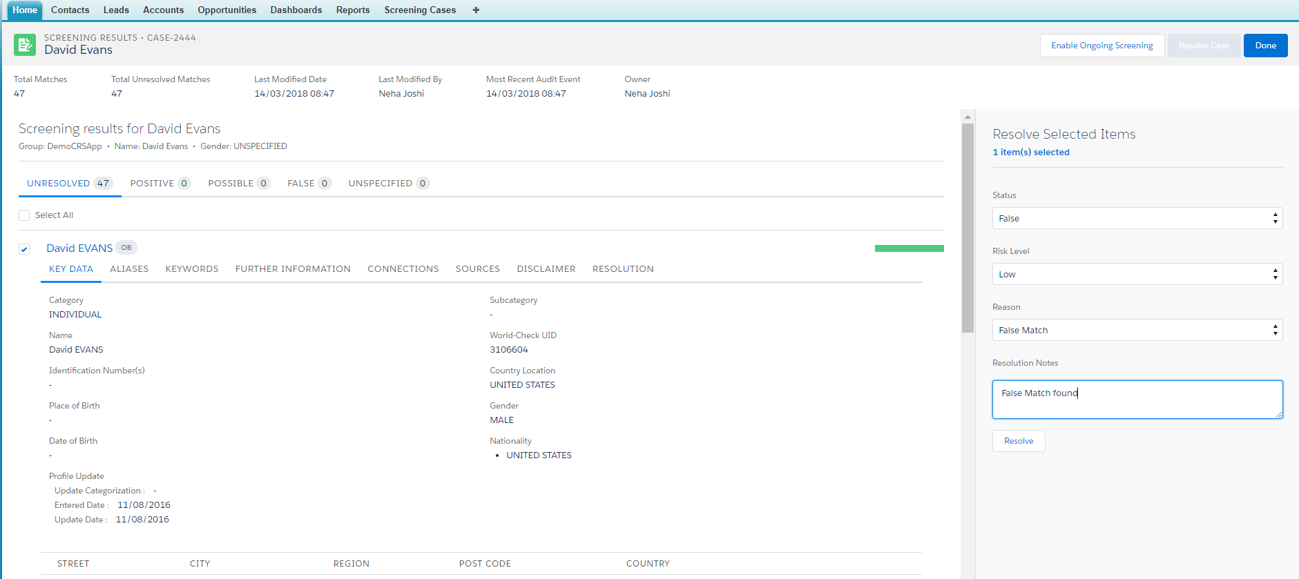 match information and details