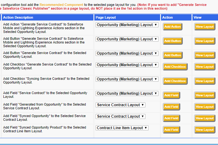 configuration add the recommended component to page layout