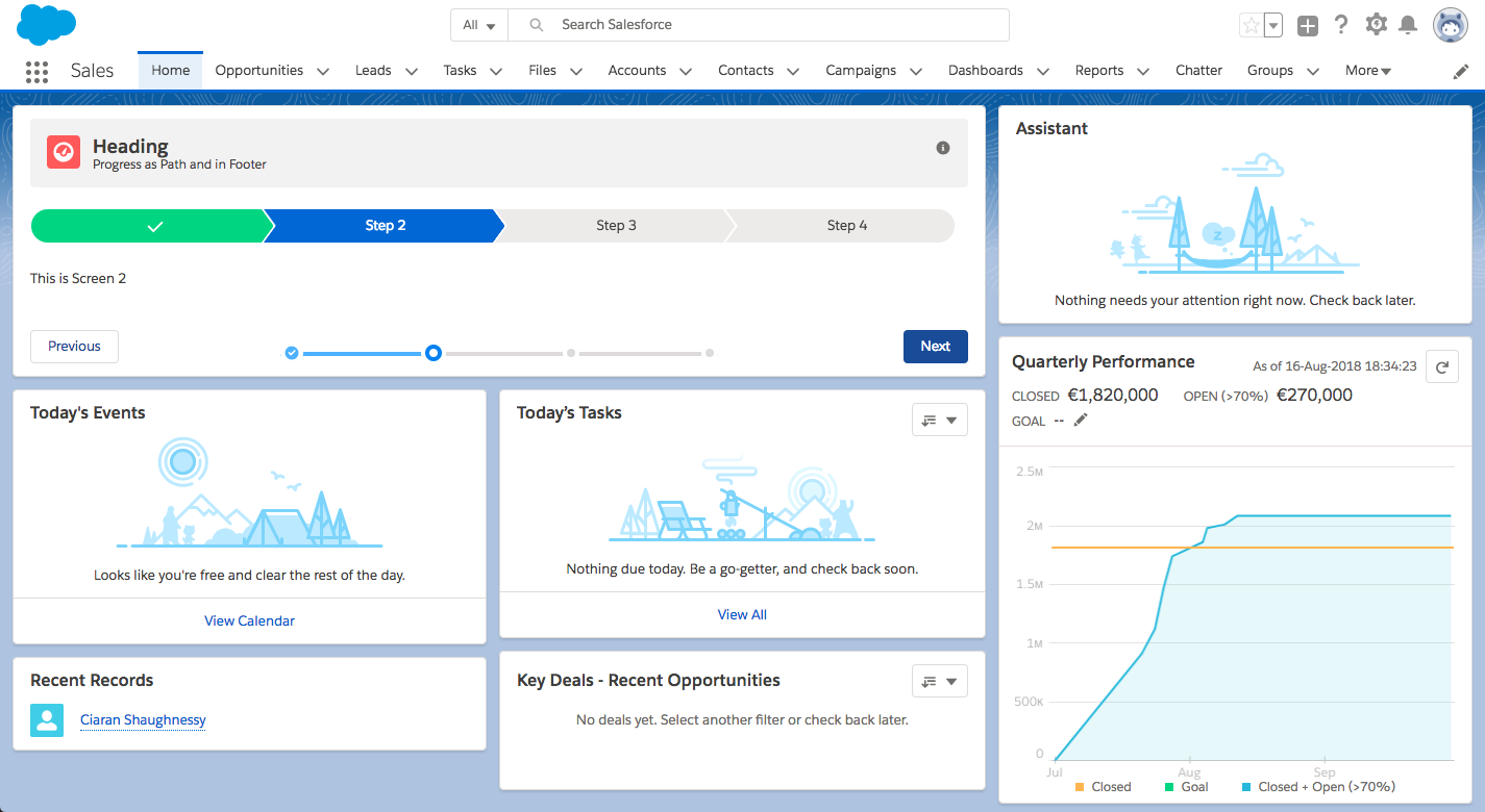 dynamic header footer and progress indicator
