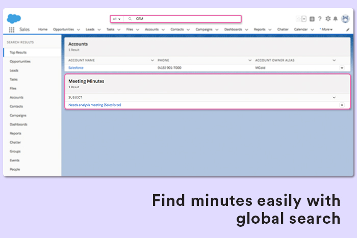 search in smart meeting minutes texts