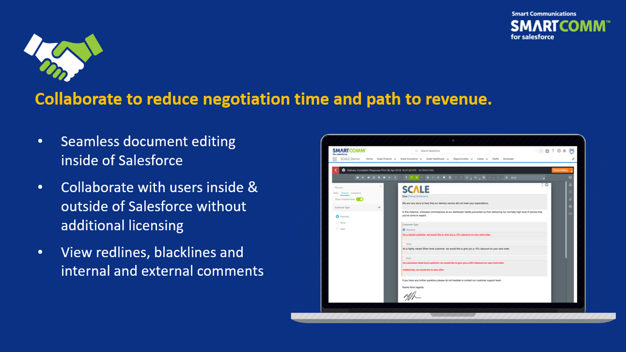smartcomm for salesforce document generation contract negotiation