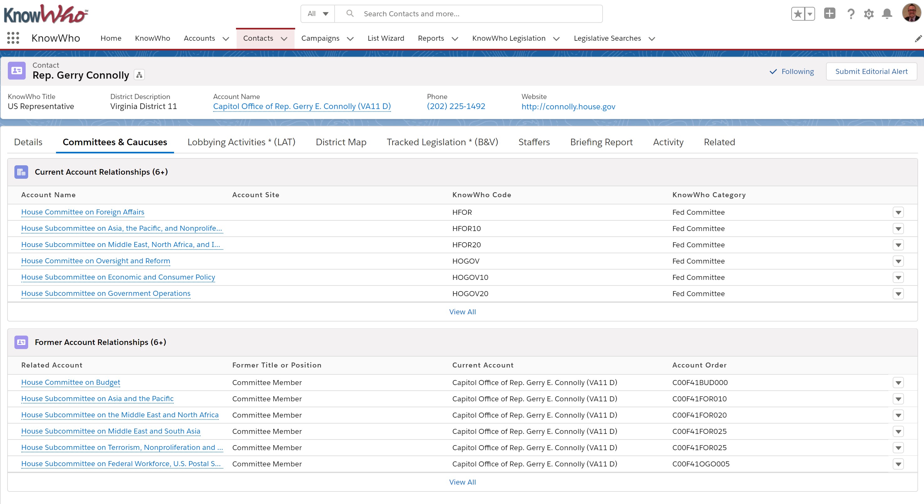 congress ultimate committee and caucus memberships