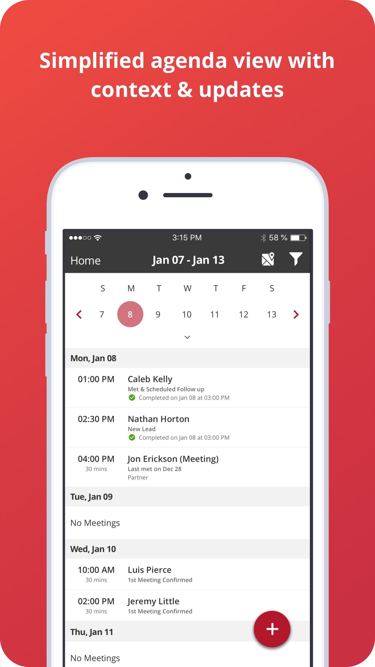 simplified agenda view with context updates