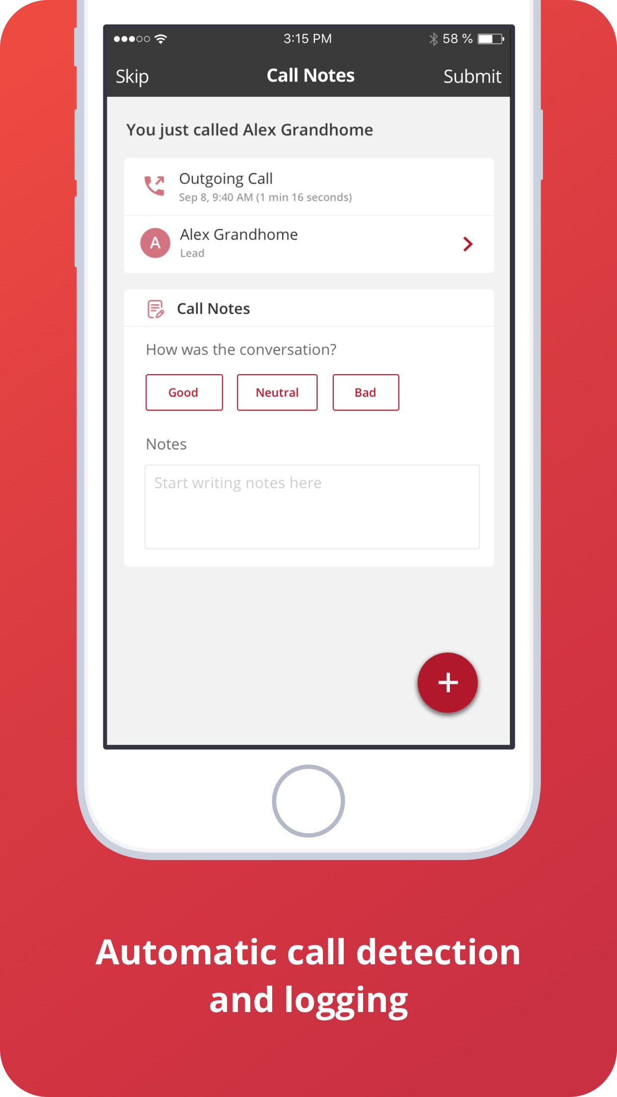 automatic call detection and logging