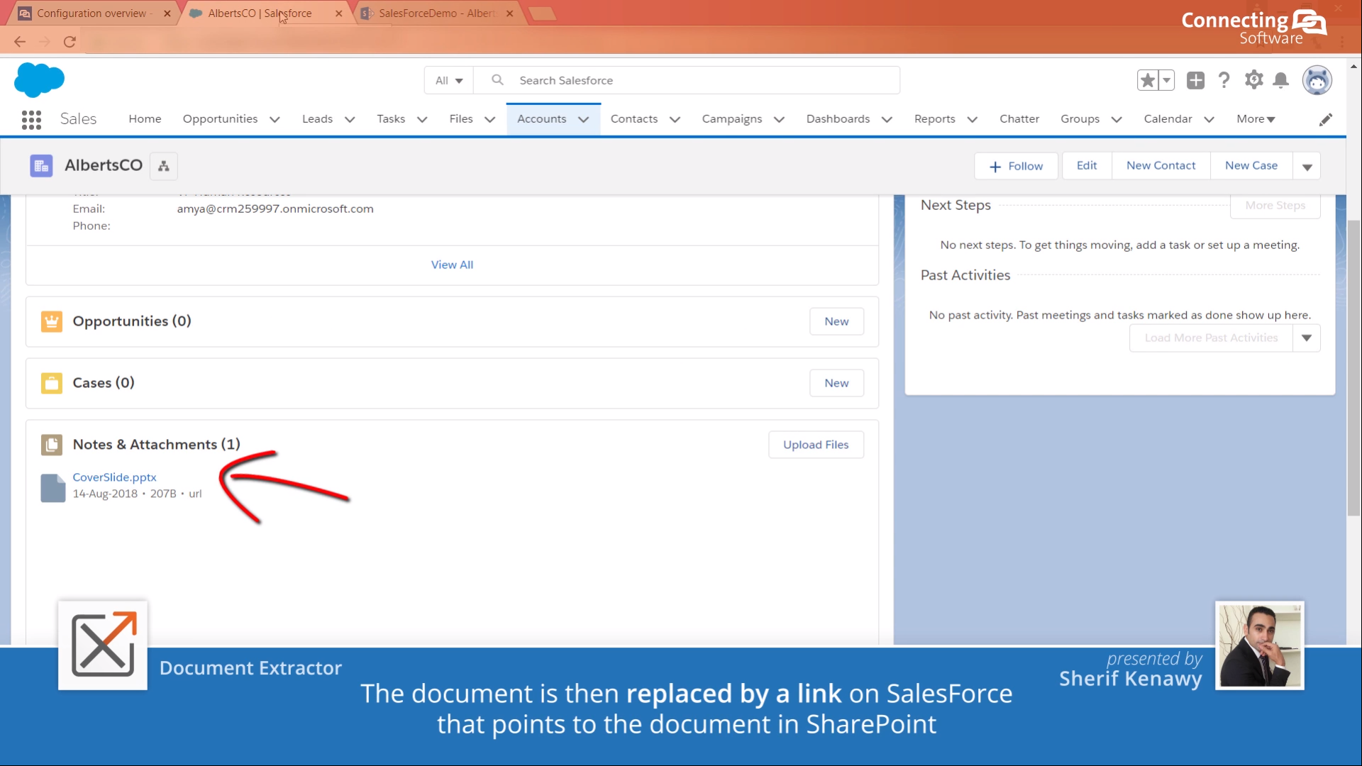 in salesforce we save a link to your document so you could reach it at any time