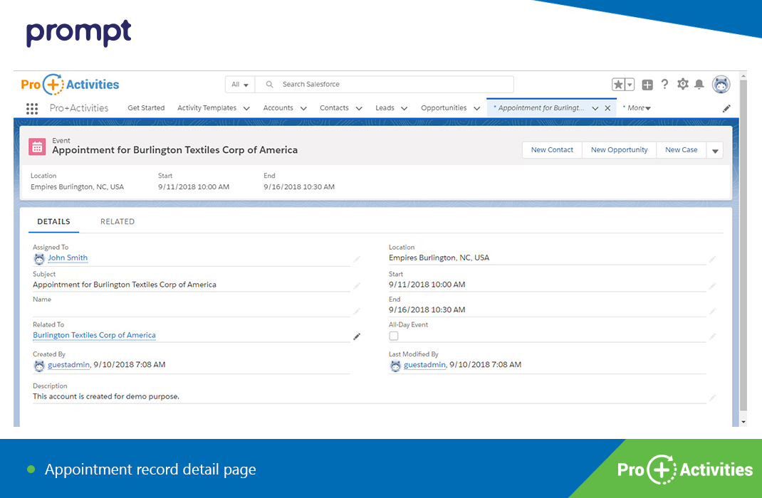 appointment event detail page