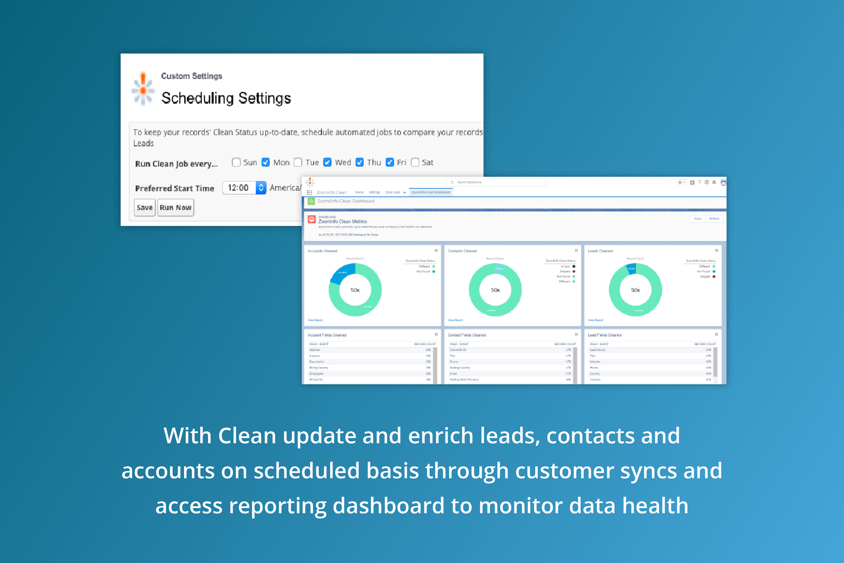 with clean update and enrich leads contacts and accounts on scheduled ...
