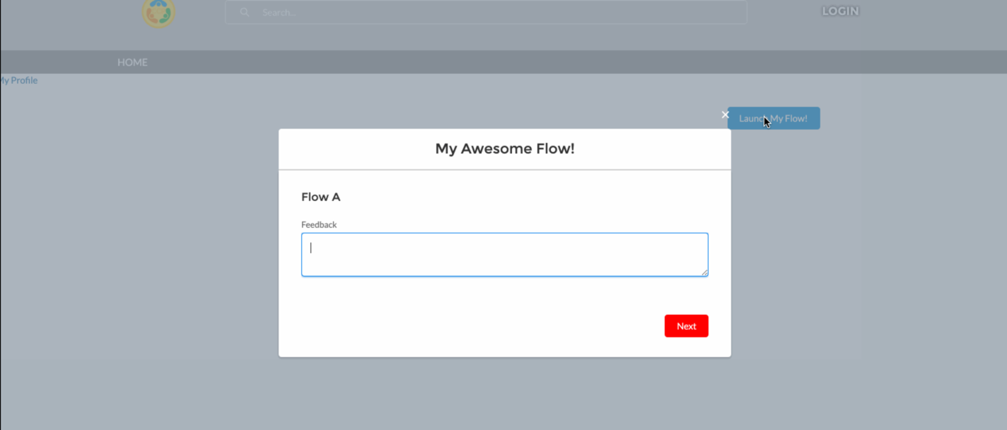 launch flow in a modal