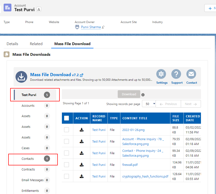 mfd related files lightning component on specific record