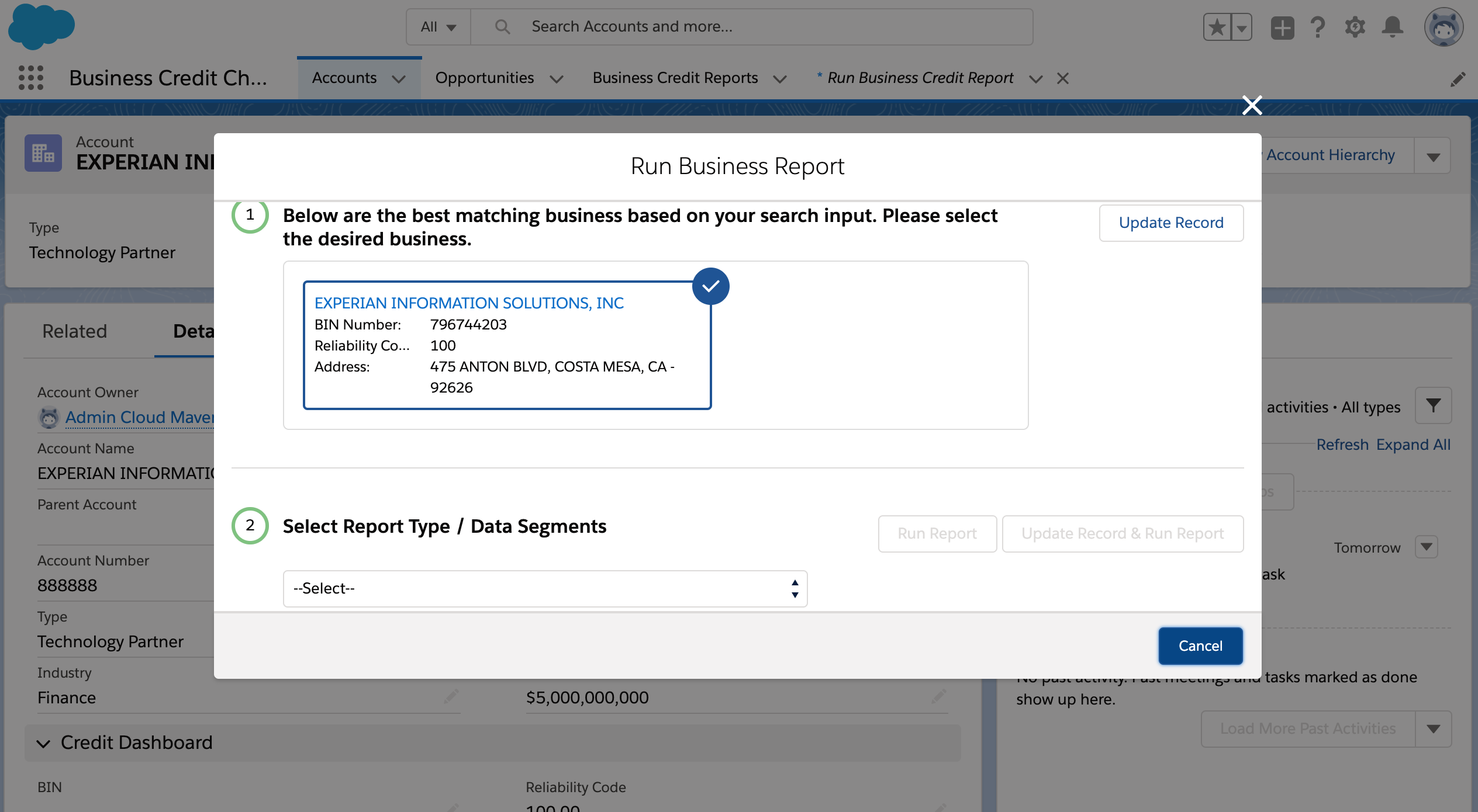 system searches the business in the bureau database and provide the ...