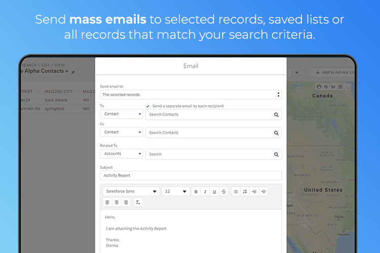 send mass emails to selected records saved lists or all records that match your search criteria