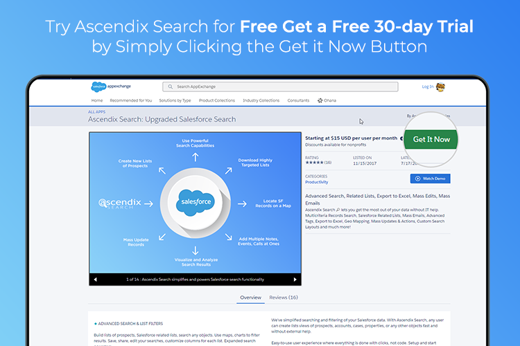 get a free 30 day trial of ascendix search by clicking the get it now button no limitations