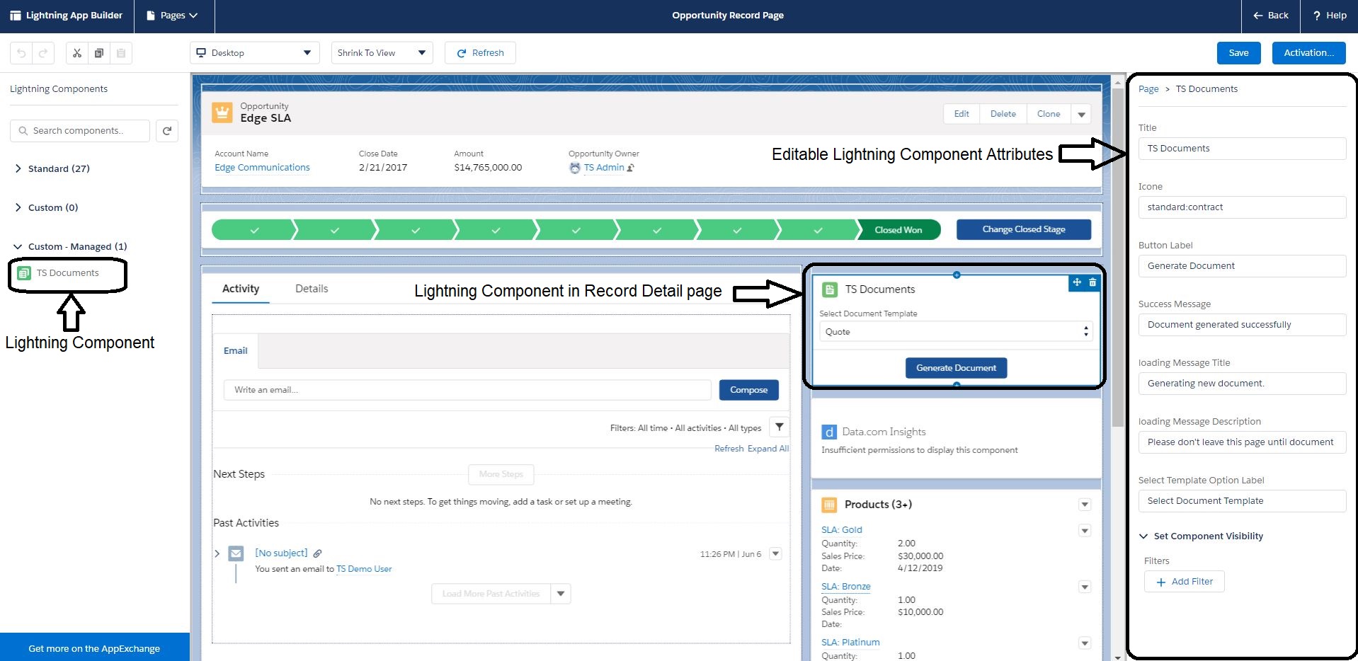 ts documents app builder lightning component