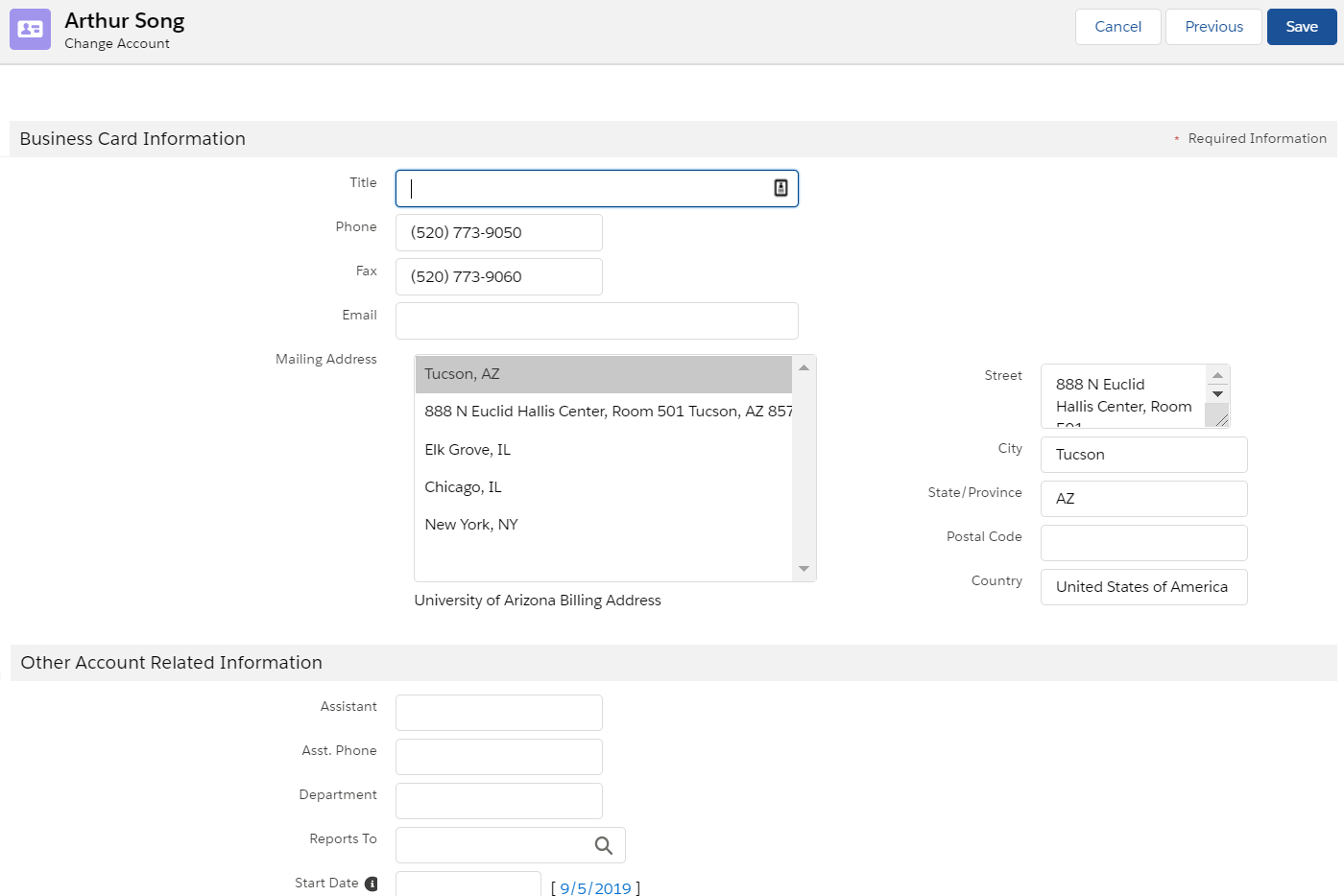 change account wizard page 2